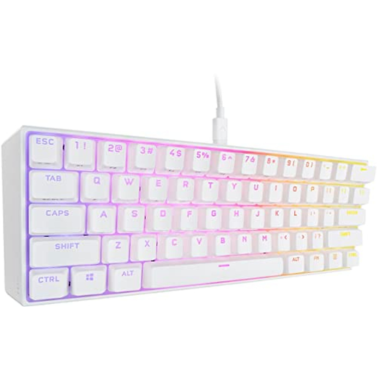 Corsair - K65 RGB Mini Wired 60% Mechanical, CH-9194114-NA, Cherry MX Speed Linear Switch Gaming Keyboard with PBT Double-Shot Keycaps - White (Renewed)