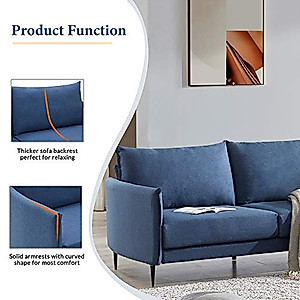 Merax 65.8" Modern Soft Linen Couch Upholstery Loveseat Sofa for Livingroom Bedroom Office Blue Love Seats