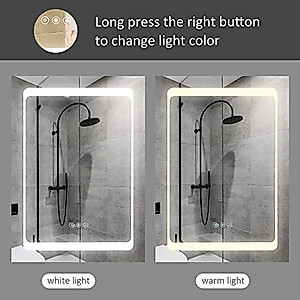 kleankin Dimmable LED Lighted Medicine Cabinet with Mirror, Wall-Mounted Bathroom Cabinet with 3-Tier Storage Shelves, Single Door, Smart Touch, Plug in