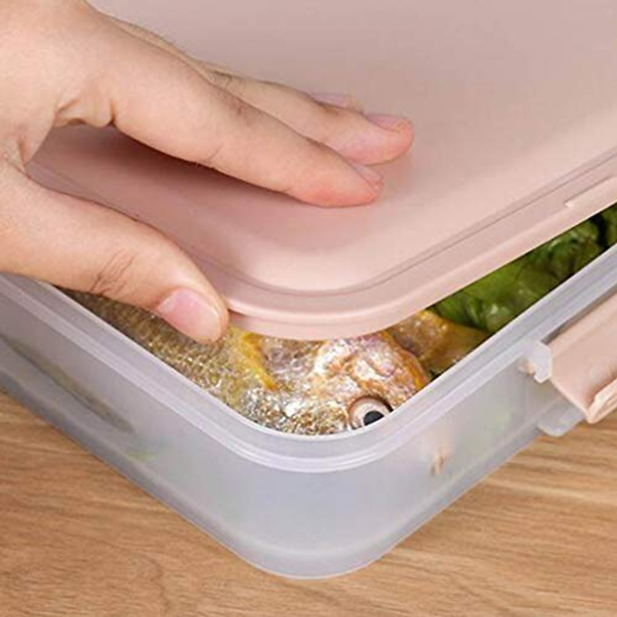 HEMOTON Plastic Food Storage Containers Dumpling Box Food Freezer Box Keep Fruits Vegetables Meat And More Kitche Fridge Freezer (Meat meal)