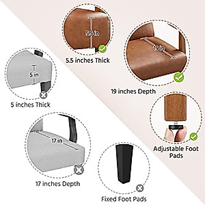 Yaheetech PU Leather Accent Chair, Mid-Century Modern Armchair with Solid Wood Legs, Reading Leisure Chair with High Back for Living Room Bedroom Waiting Room, Light Brown 1