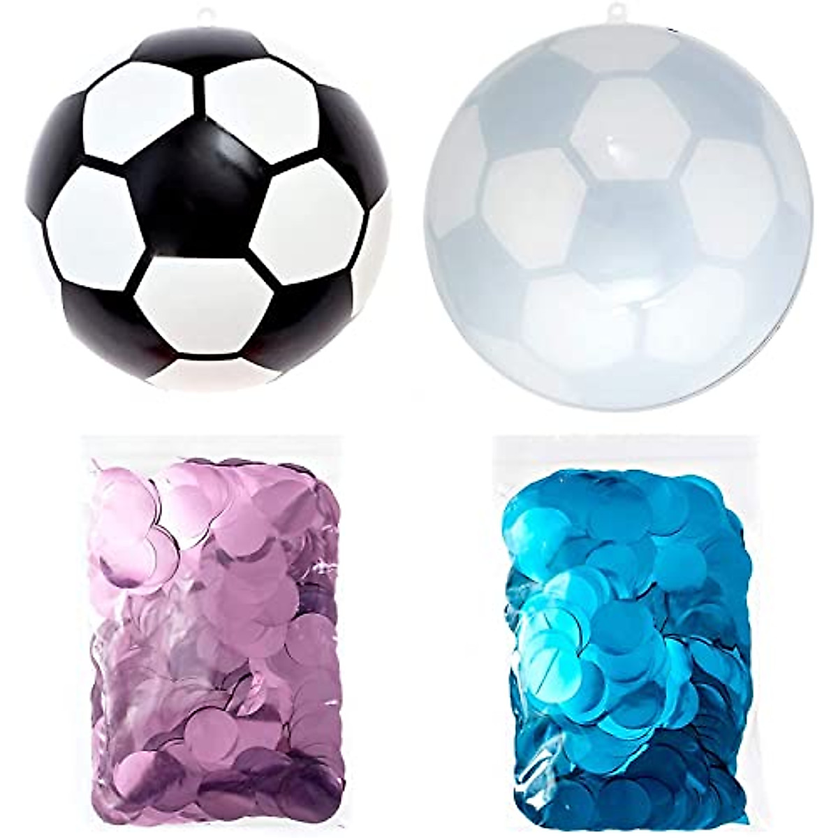 Gender Reveal Confetti Soccer Ball, Pink and Blue, for Baby Boy Girl Gender Reveal Party. Great Photos Opportunity