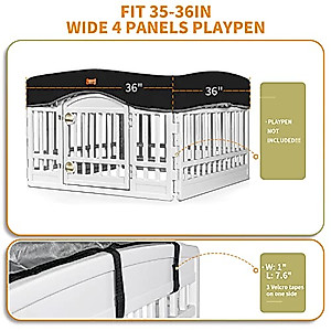 LOOBANI Pet Playpen Mesh Fabric Top Cover, Dog Playpen Cover Provide Shaded Areas for Pets, Cover for Dog Playpen for Indoor/Outdoor Use, Fits 36" Playpen 4-Panel (Note: Cover Only!!)