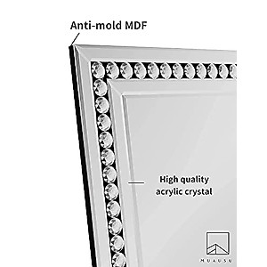 MUAUSU Full Length Mirror - Standing Hanging or Leaning Rectangle Floor Mirror,59''x 18'' Crystal Surround Full Body Mirror Wall Mounted Dressing Mirror for Bedroom Living Room