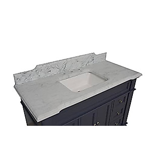 Elizabeth 48-inch Bathroom Vanity (Marine Gray/Carrara): Includes Marine Gray Cabinet with Authentic Italian Carrara Marble Countertop and White Ceramic Sink