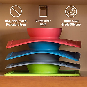 ezpz Happy Bowl - 24 Months + (Gray) - 100% Silicone Suction Bowl with Built-in Placemat – Dishwasher Safe