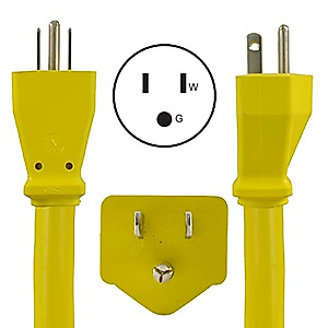 Conntek 14222 RV 1.5-Foot Pigtail Adapter Power Cord 15 Amp Male Plug To 50 Amp 125/250 Volt Locking Female Connector , Yellow