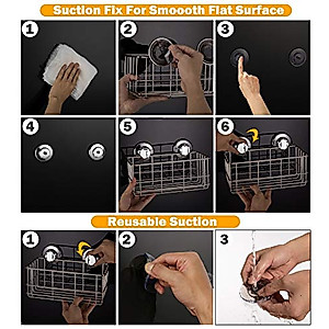 iPEGTOP L-7 Adhesive Suction Cup Deep Caddy Bath Organizer Wall Shelf for Large Shampoo Shower Gel Holder Bathroom Accessories Storage-Rustproof 304 Stainless Steel, 2-Pack, 2 Count