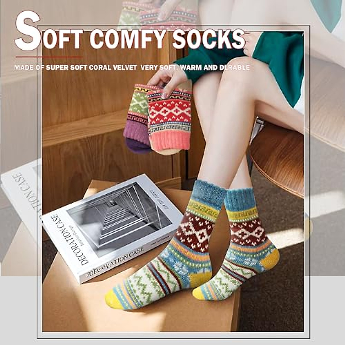 VANTILOUNIC Women Socks Winter Warm Thick Soft Wool Socks Christmas Gifts for Women Cozy Crew Socks