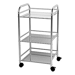 3-Shelf Small Shelving Units on Wheels Stainless Steel Kitchen Cart Pots Stand - Bathroom Garage Storage Shelves 16 Inches Wide