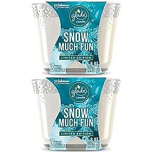 Glade Candle, Fragrance Candle Infused with Essential Oils, Air Freshener Candle, 3-Wick Candle (Snow Much Fun)