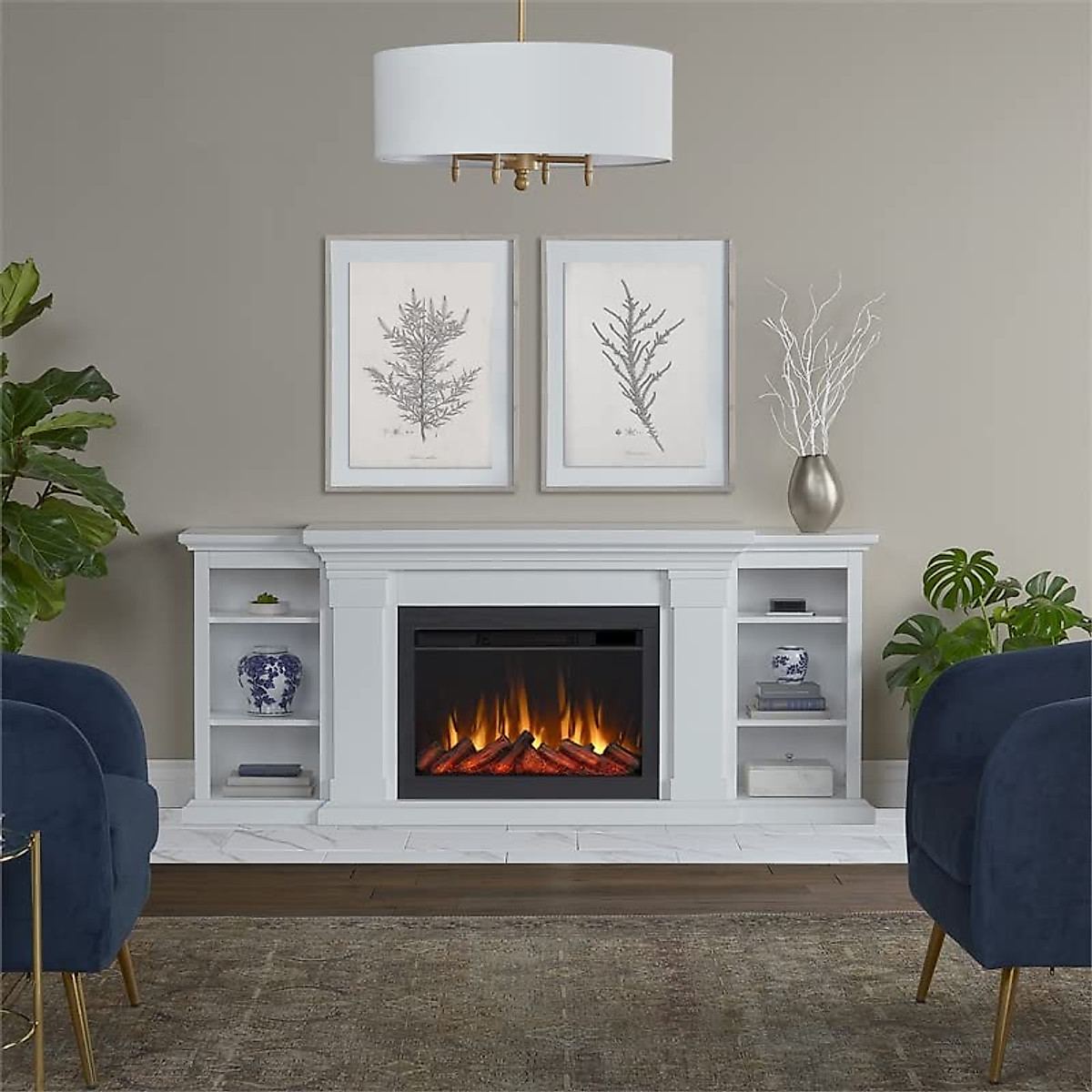 Winterset Slim Media Electric Fireplace in White by Real Flame (4830E-BLK)