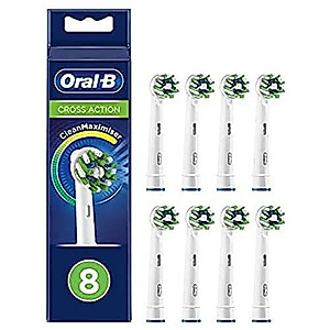 Braun Oral-B 4210201321538 CrossAction Toothbrush Heads with Cleanmaximiser Bristles for Holistic Mouth Cleaning, Pack of 8