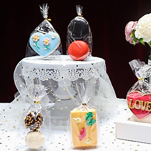 TEMLQPACK 200Pack 3x6Inches Bags with Ties Clear Cellophane Bags Oreo Bags Macaron Bags Soap Bags Rice Krispie Treat Bags Chocolate Truffle Gift Treat Bags for Bakery Candy Party Favor