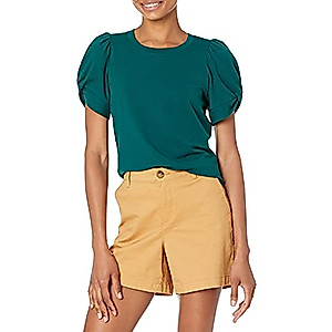 Amazon Essentials Women's Classic-Fit Twist Sleeve Crewneck T-Shirt, Forest Green, X-Large