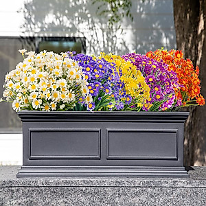 NOV FIRE Artificial Daisies Flowers,Artificial Flowers Outdoor,8 Bundles UV Resistant Faux Flowers Outdoor,Fake Plastic Flowers Shrubs for Indoor Outside Decor(Purple)