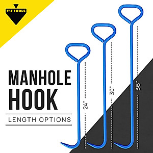 T&T Tools 36-Inch Manhole Hook Tool - Heavy Duty Single Hook for Lifting Manhole Covers, Storm Drains, Septic Tank Risers - Rigid Hex Alloy Steel Tool for Lifting, Pulling, and Removing Covers-2 Pack