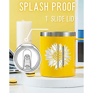 Onebttl Sunflower Gifts for Sunflower Lovers, 12oz Insulated Stainless Steel Coffee Mug with Lids, Best Sunflower Gifts for Best Friend, Christmas, Birthday