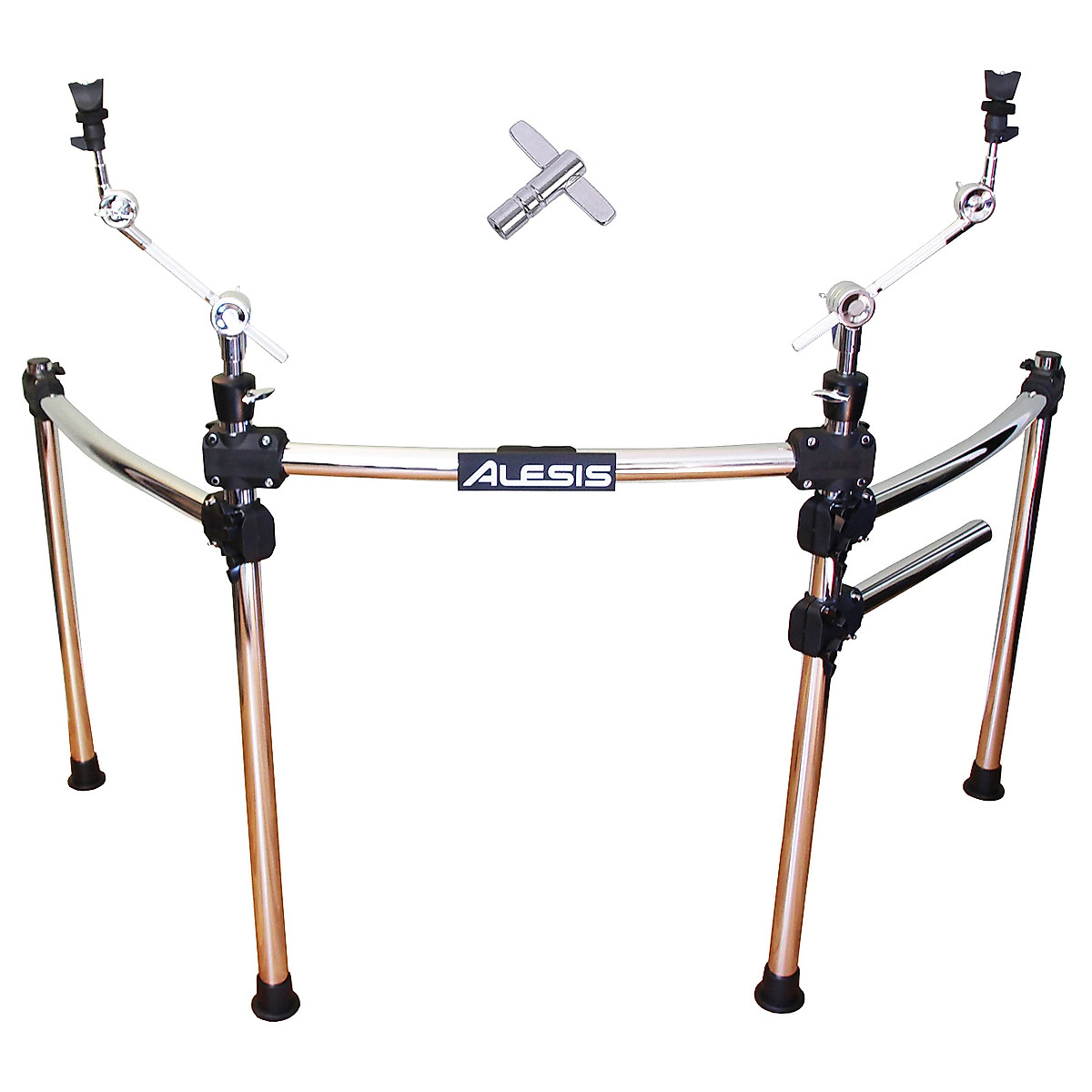 Alesis Command Pro Chrome Metal Electronic Drum Rack with 2 Cymbal Mounts and Silverline Audio Drum Key Bundle [Compatible with most Alesis/Roland/Yamaha/Simmons/Ion Sets]