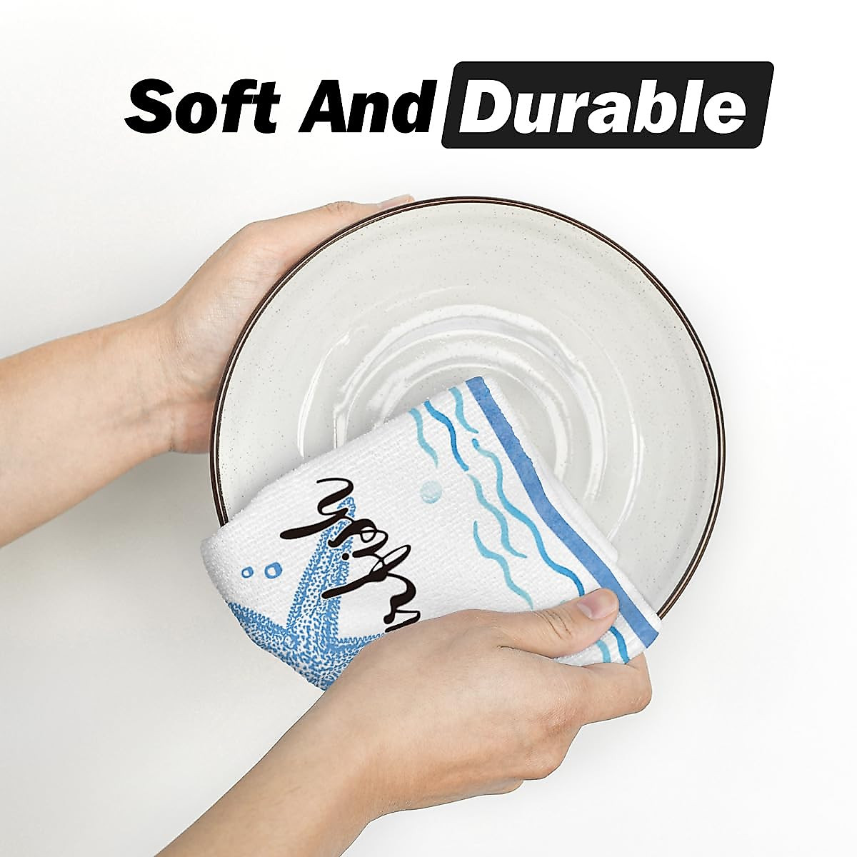 Artoid Mode Starfish Scallop Ocean Theme Summer Kitchen Towels Dish Towels, 18x26 Inch Seasonal Decoration Hand Towels Set of 4