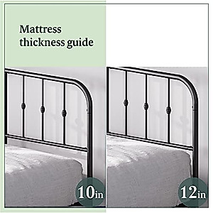 Zinus Heidi Metal Platform Bed Frame/Steel Mattress Foundation/Bed Frame with Headboard and Footboard/No Box Spring Needed/Easy Assembly, Black, Queen