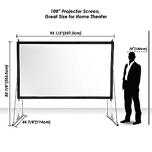 Instahibit 100 inch 16:9 HD Projector Screen Portable Fast Folding Movie Theater Cinema with Stand and Carry Bag Indoor