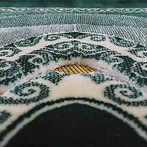 Modefa Islamic Prayer Rug - Double Plush Large & Wide Velvet Carpet - Traditional Muslim Janamaz Sajada - Thick Turkish Prayer Mat for Men & Women- Ramadan or Eid Gift - Floral Mihrab (Green)