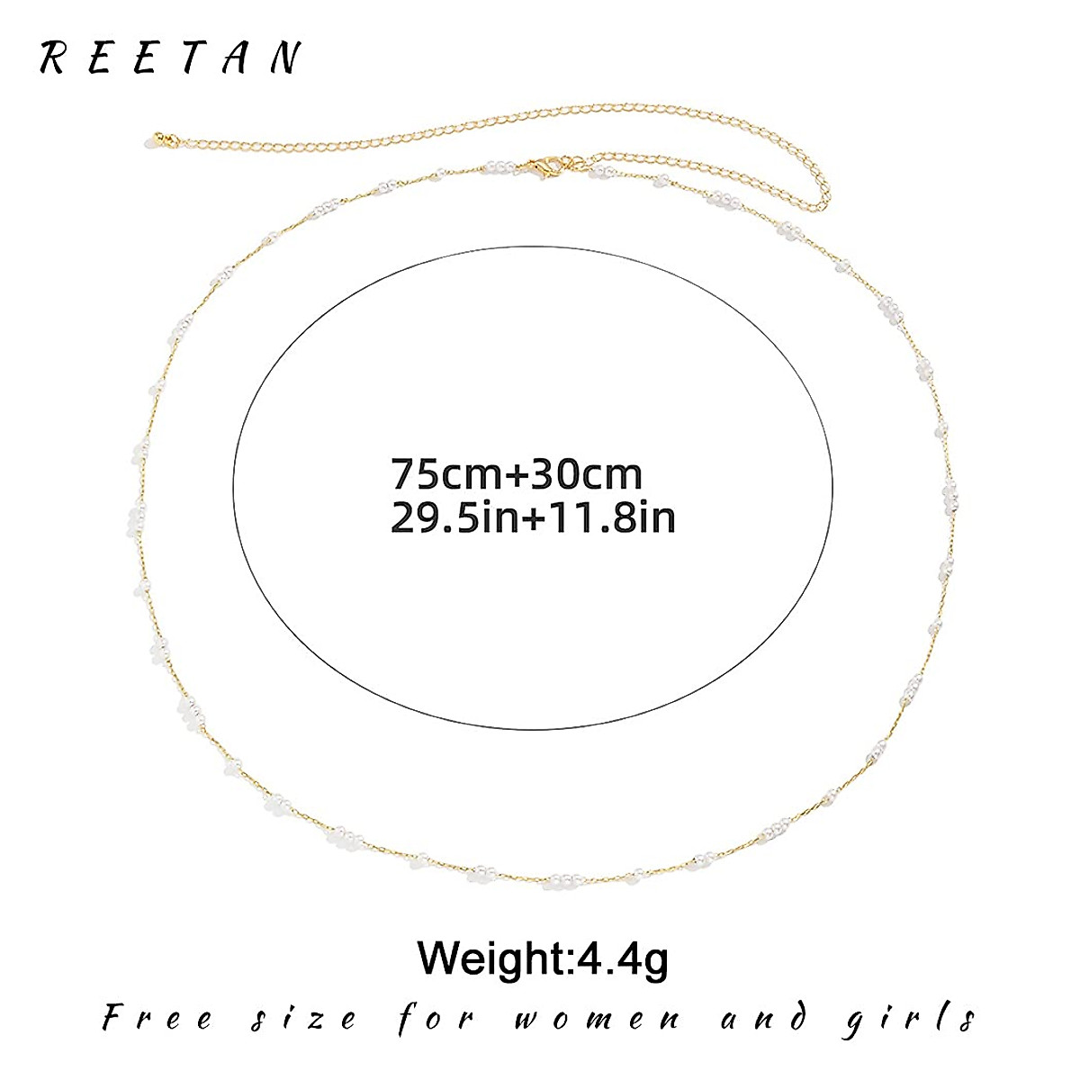 Reetan Pearl Belly Chain Gold Waist Chains Beach Bikini Waist Chain Belt Fashion Waist Accessories for Women and Girls