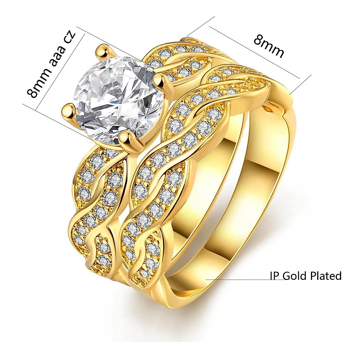ringheart Couple Rings Matching Ring 1.5ct CZ Gold Plated Women Wedding Ring Sets for Him and Her His Her Ring Sets