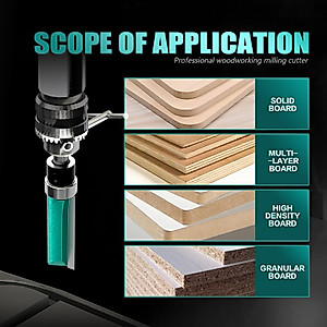 CSOOM 8PCS Router Bits , 4 Flush Trim Router Bits , 4 Pattern Flush Trim Router Bits , with 2 Impact Magnetic Bits , 6 Bearings , 2 Wrenches, Ideal for Cutting on Wooden Materials