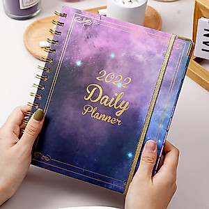 2022-2023 Hardcover Daily Planner Yearly Monthly Agenda Planner Strong Twin-Wire Binding Weekly Organizer for College Students Women Men to Do List Cute Organizer Planner, Purple Small