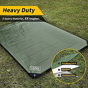 UTOOL Survival Emergency Blanket, Waterproof Insulated Tarp, Reflective Blanket Tarp, Survival Space Blankets, 3.0 Large Heavy Duty Thermal Blanket for Hiking, Camping, Green