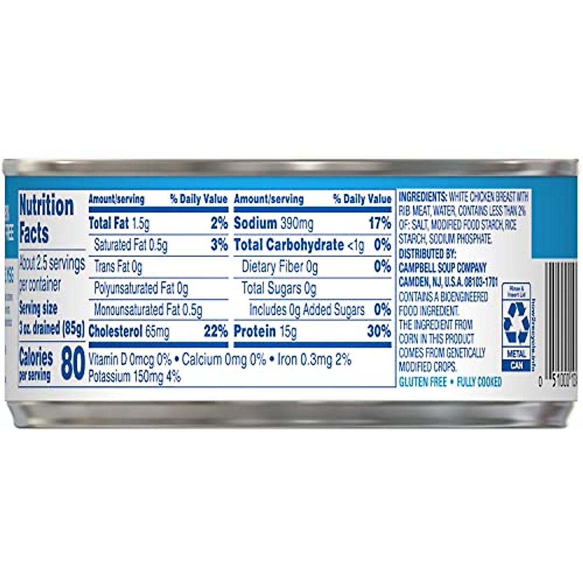 Swanson White Premium Chunk Chicken Breast with Rib Meat Packed in Water, 9.75 oz. (Pack of 12)