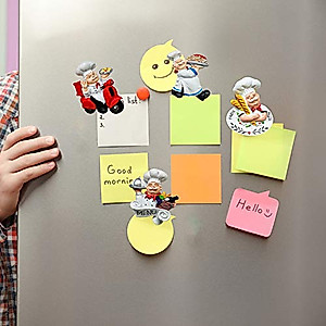 fzbali Italian Fat Chef Fridge Magnets Set of 4, Cute Chef Figurine Statue Decorations for Home Kitchen Restaurant, Funny 3D Resin Baker Refrigerator Decors Accessories