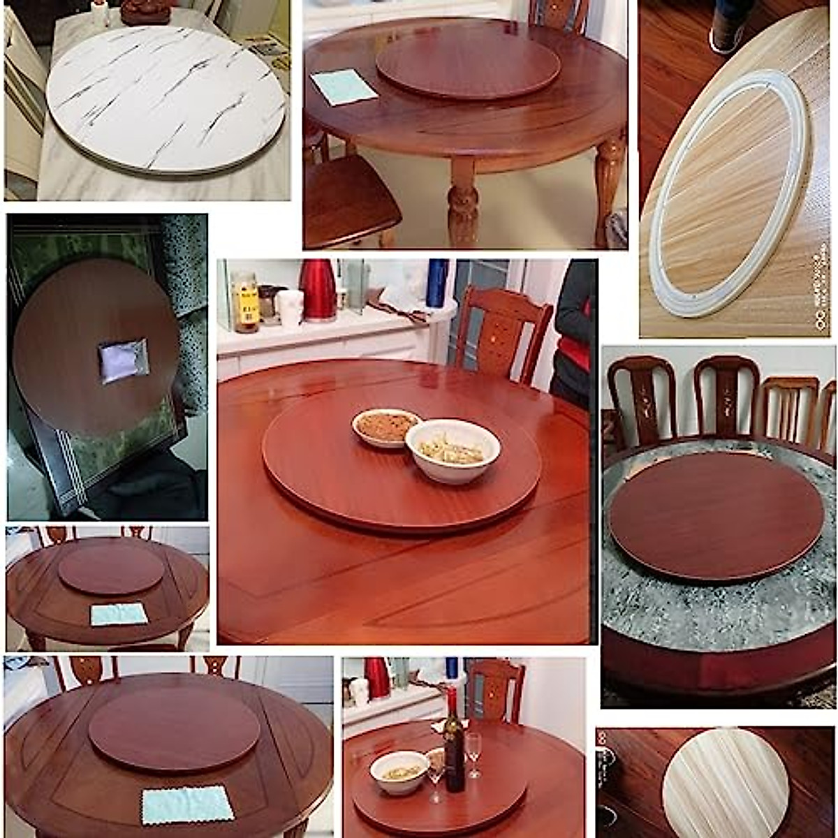VERDDE 30in 40in 50in Wooden Lazy Susan Turntable Round Rotating Dining Table Serving Tray For Restaurants ，360 Degree Swivel，Heavy Duty，Rustic，oversized (Color : Burgundy, Size : 50 cm (20 in))