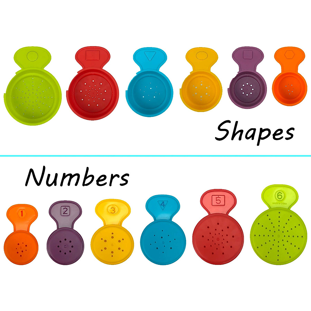 Ella Dream 17 PCs Multicolor Nesting and Stacking Cups Set, Baby Bathtub Toys, Early Learning Educational Toys for Infants, Toddlers, Stacking Cups with The Numbers, Shapes, Fruits, Animals Patten