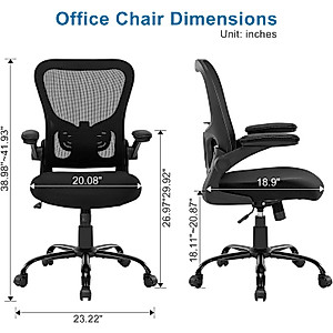 ZLchair Office Chair Ergonomic Desk Chair, Mesh Computer Home Office Desk Chairs with Adjustable Lumbar Support and Flip-up Armrests, Swivel Comfy Task Executive Chair, Black