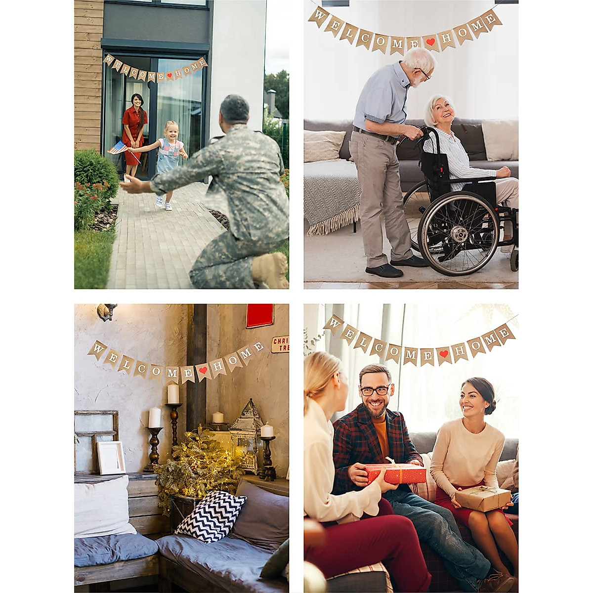 Mandala Crafts Burlap Welcome Home Banner Garland Welcome Home Decorations – Rustic Jute Welcome Home Sign Bunting for Party Decor Family Gathering Photo Booth Props