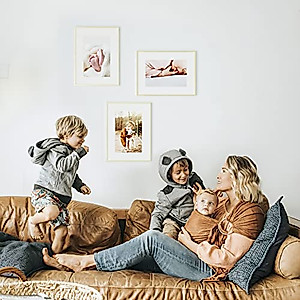 Homeforia - 12x16 inch Metal Picture Frame - 12 x 16 Aluminum Photo Frames - 12x9 Mat - Tempered Glass - Wall Hook Included - Set of 1 - Gold