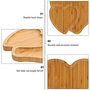 DOITOOL Serving Dishes 1Pcs Heart Shape Wooden Serving Tray Plates, Food Tray with 2 Grid for Fruit, Divided Food Serving Tray for Party, Family Dinner, Holiday, Picnic Serving Tray