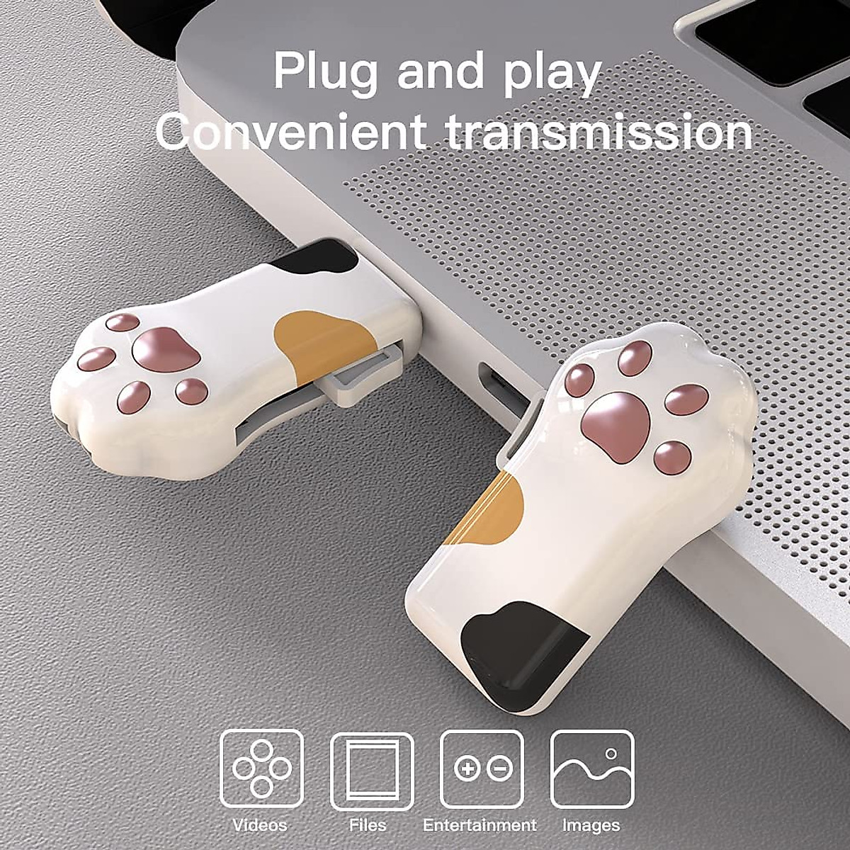 Cute USB Flash Drive, Cat Foot Plaque Mini Thumb Drive USB 2.0 Animal Memory Stick Cartoon Pen Drive Zip Drive Water Proof U Disk