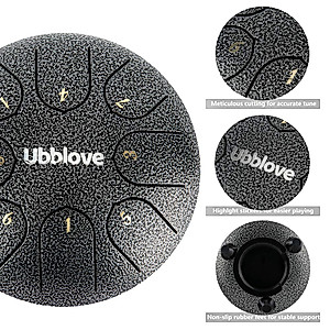 Ubblove Steel Tongue Drum for Kids: 8 Notes 6 Inches Key of C Metal Steel Drums Instrument with Bag for Meditation, Yoga, musical education, zen tone (Silver)