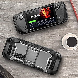 Mumba Blade Series Case for Steam Deck / Steam Deck OLED with Kickstand, TPU Grip Shock Protective Cover Accessories, Heat Dissipation Friendly, Anti-Slip & Anti-Scratch Protector (Black)