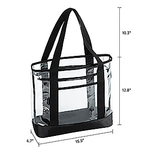 BORMELUN Clear Totes Bag Women - Large Work Transparent Shoulder Handbag Black