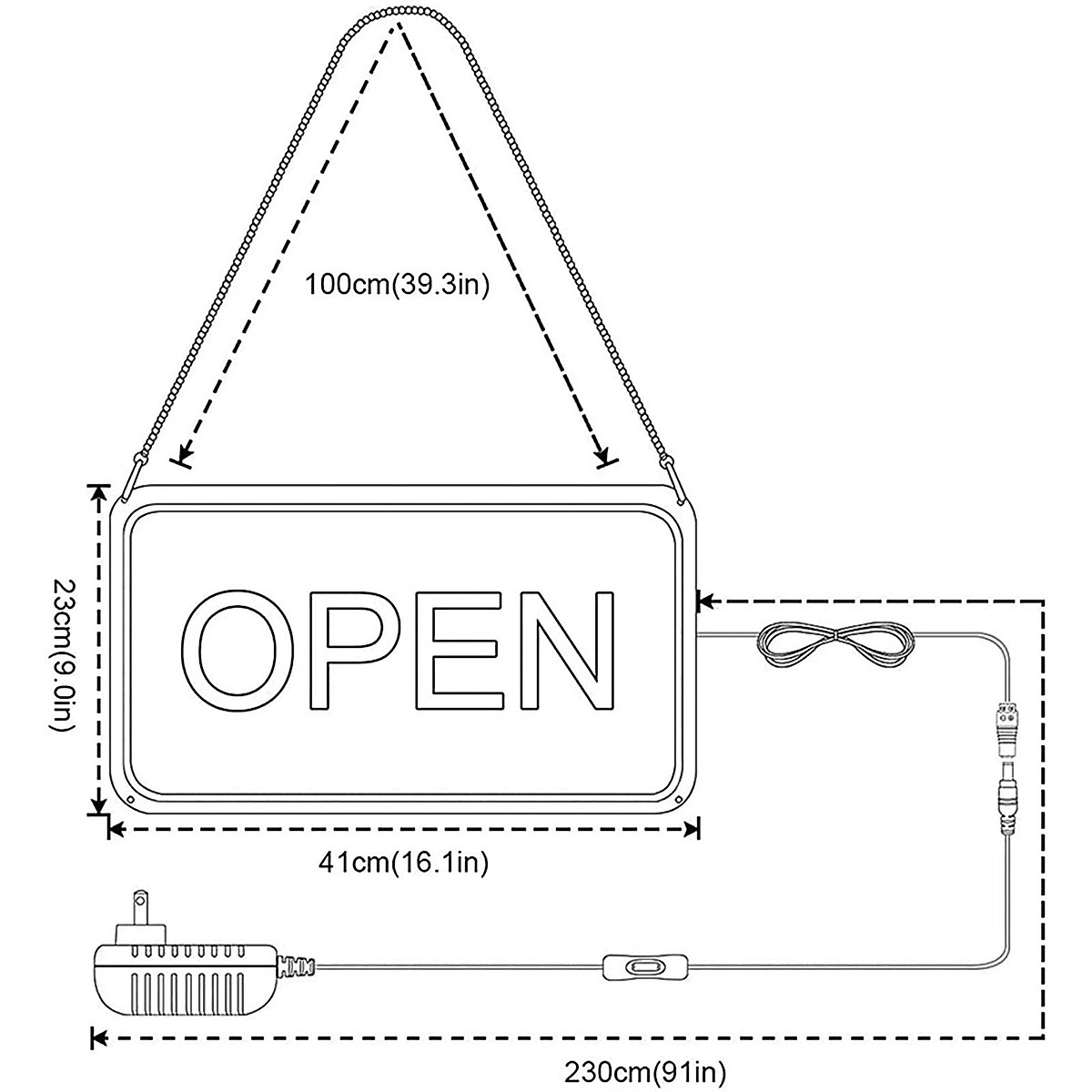 YOYAL Open Letter Neon Sign Led Modeling Light Luminous Letters Signboard Acrylic Panel Neon Decorative Light, 41x23cm