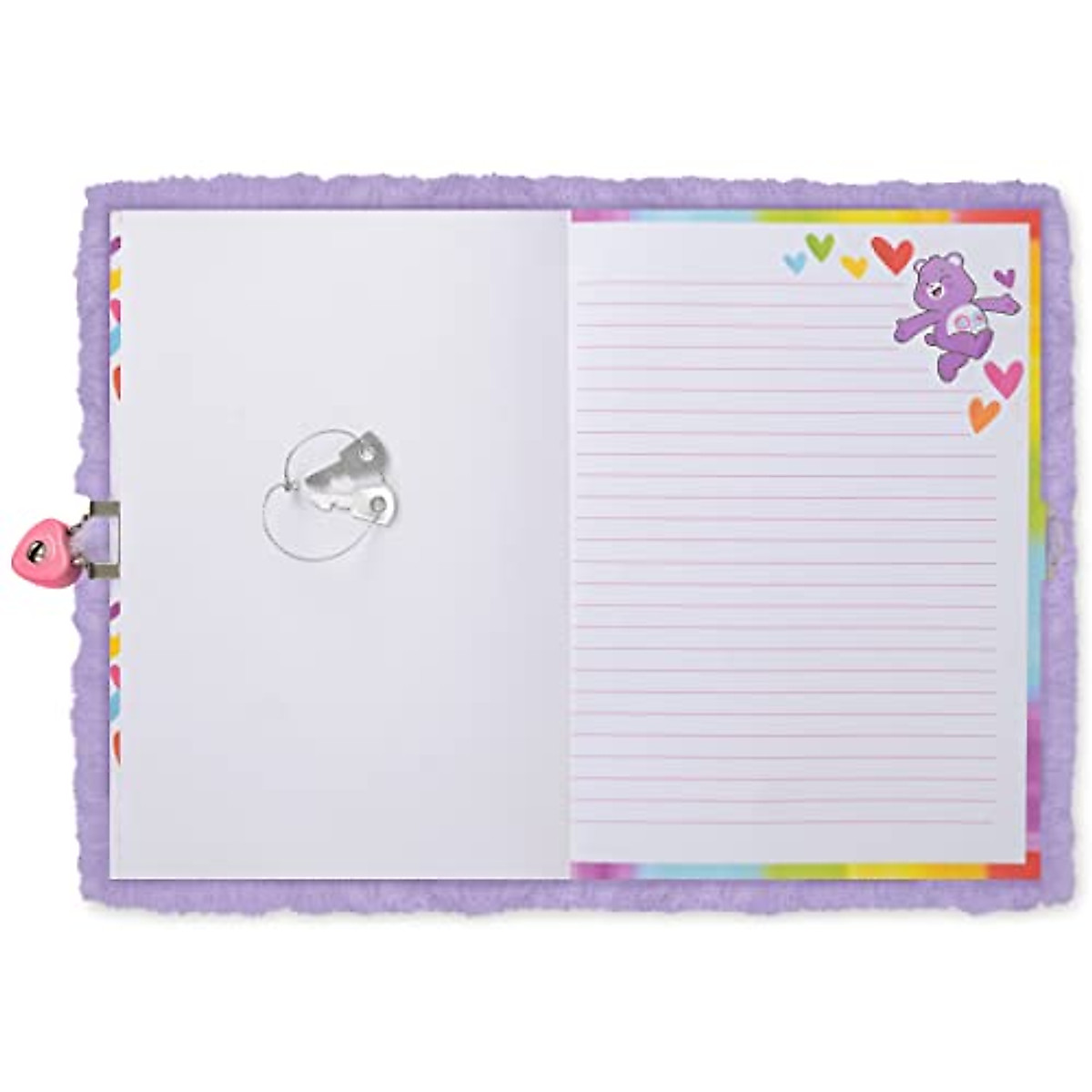 iscream Care Bears Share Bear Lined-Page Lock and Key 8.5" Plush Fur Journal with Mini Spiral Journal