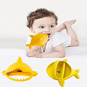 PandaEar 2 Pack Baby Teething Toys| Silicone Baby Hand Teether Mitten for Babies 0-12 Months | Infant Hand Teether Chew Toys for Soothing Teething Pain Relief -Yellow/Green