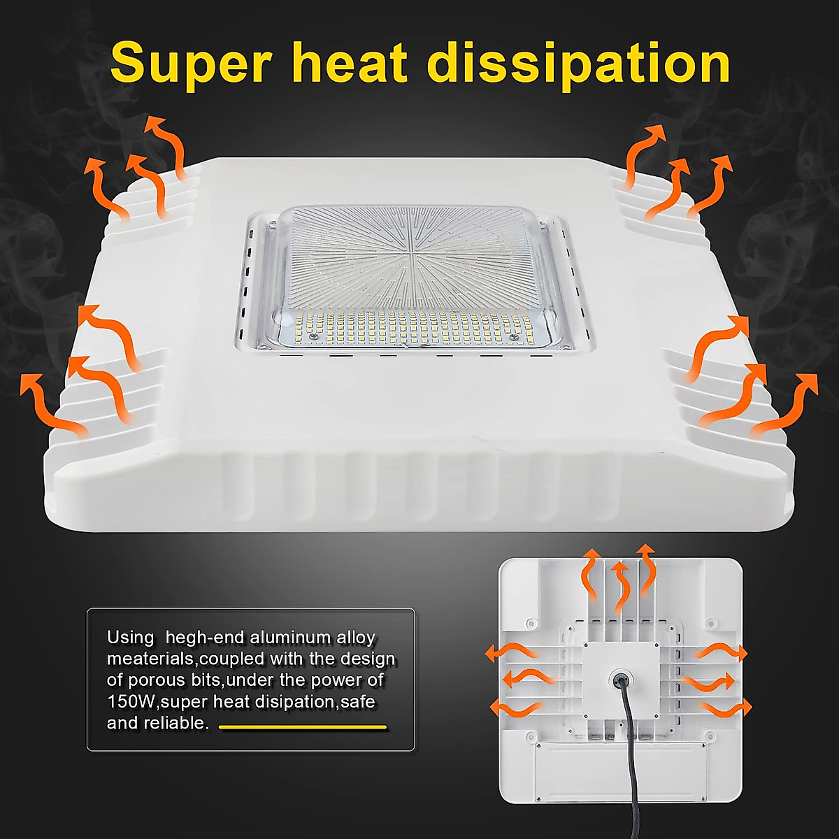 150W LED Gas Station Canopy Light, 5700K 21000LM Ultra Bright Surface Mount LED Garage Shop Ceiling Light (600W HID/HPS Equivalent), Commercial Canopy Lighting 90-277V IP65 UL & DLC Listed (4-Pack)