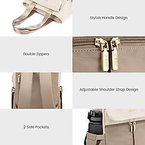 LOVEVOOK Backpack Purse for Women, Convertible Mini Backpacks Tote for Teen Girls, Small College Bookbag for Work, School, Travel, 2pcs set, Cream-Khaki