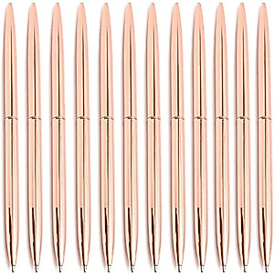 Juvale 12 Pack Ballpoint Rose Gold Pens for Women and Men, Business Students, Teachers, Bulk Set for Office Supplies, New Employee Welcome Gifts, Guestbook (6.4 Inches)